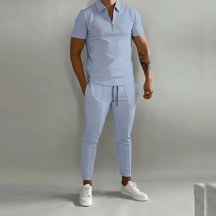 Komplet Męski Koszulka Polo I Spodnie Elegancko